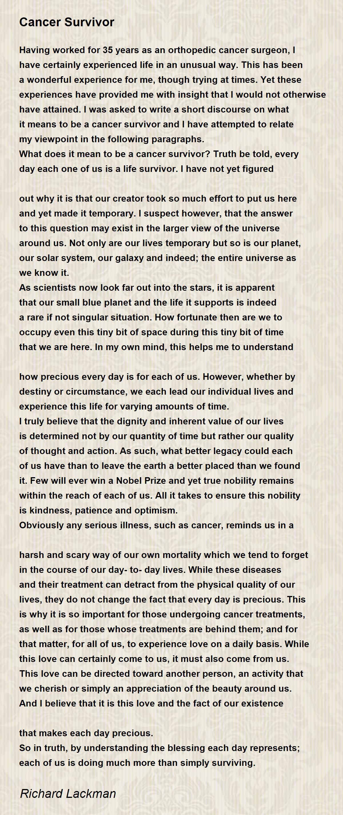 Cancer Survivor Poems