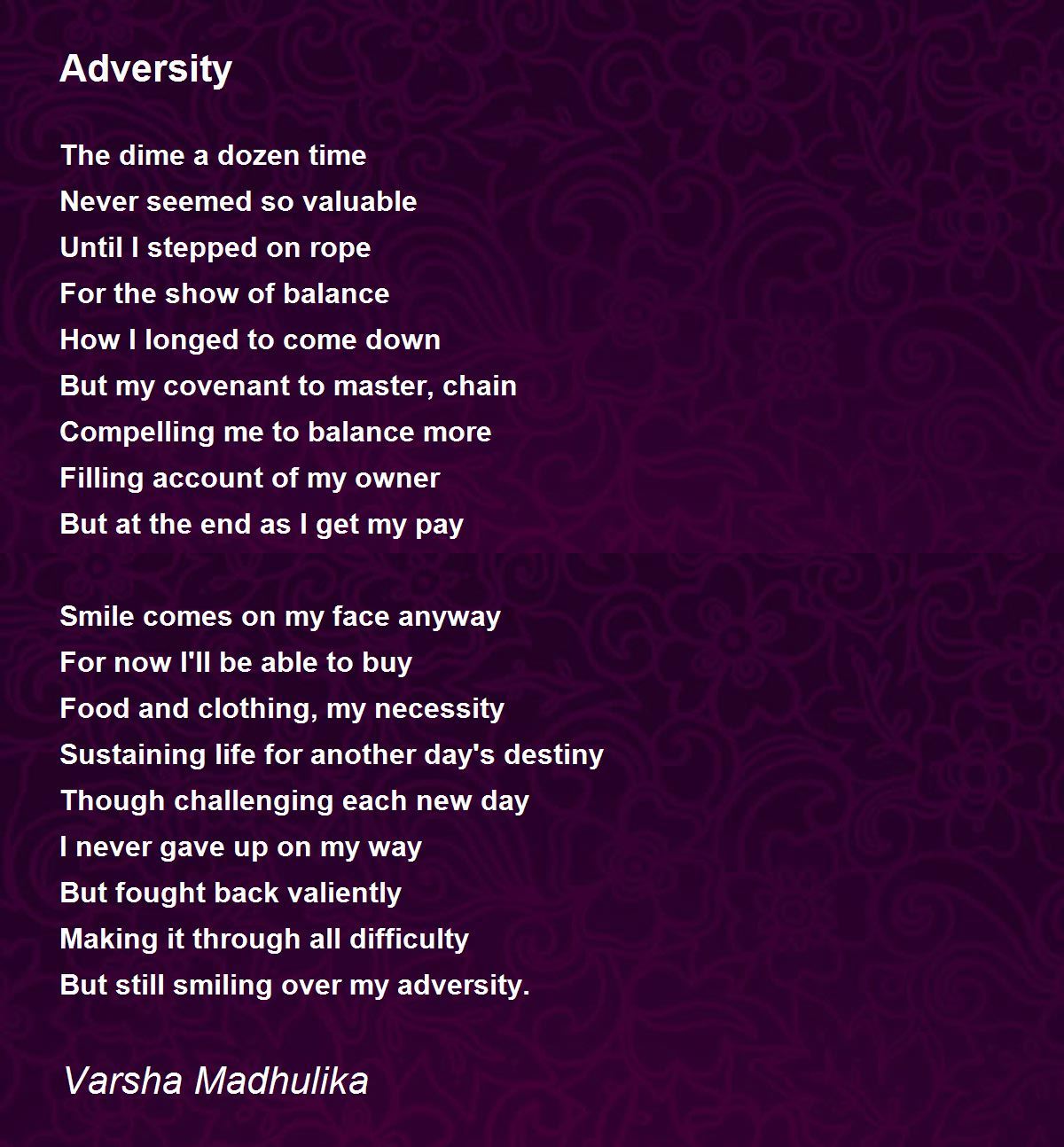 Adversity Poem by Varsha M - Poem Hunter