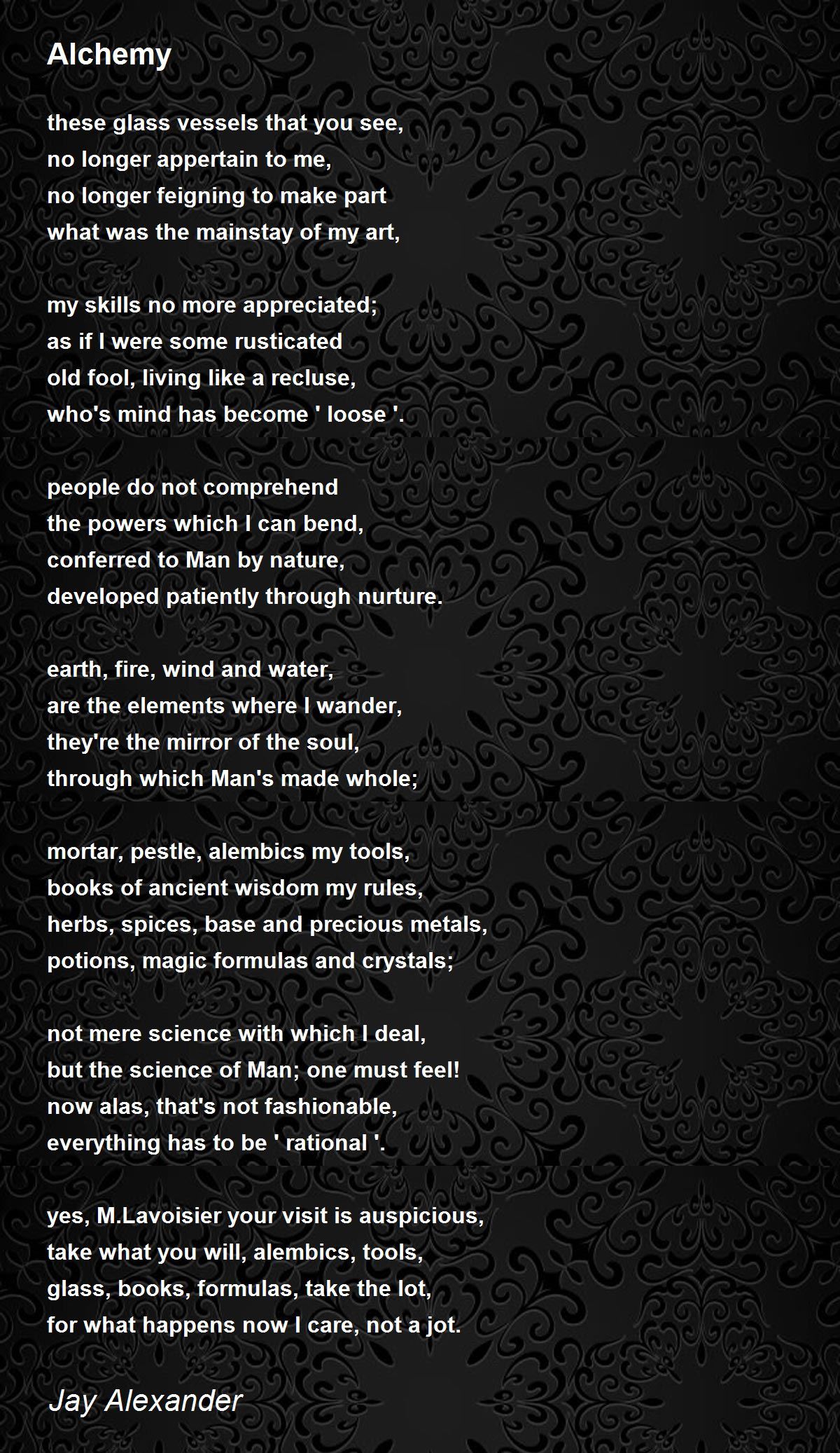 Alchemy by Jay Alexander - Alchemy Poem