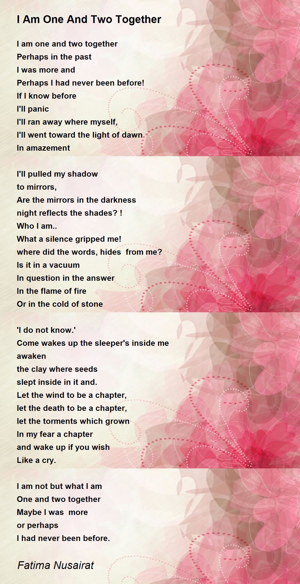 I Am One And Two Together by Fatima Nusairat - I Am One And Two ...