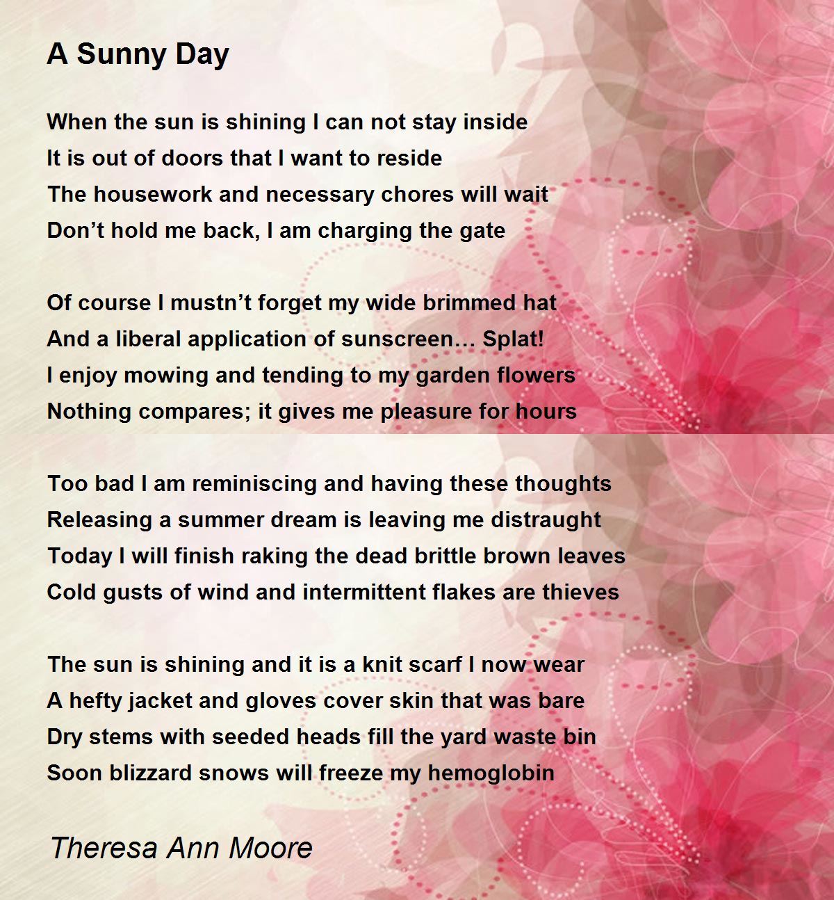 A Sunny Day Poem by Theresa Ann Moore - Poem Hunter