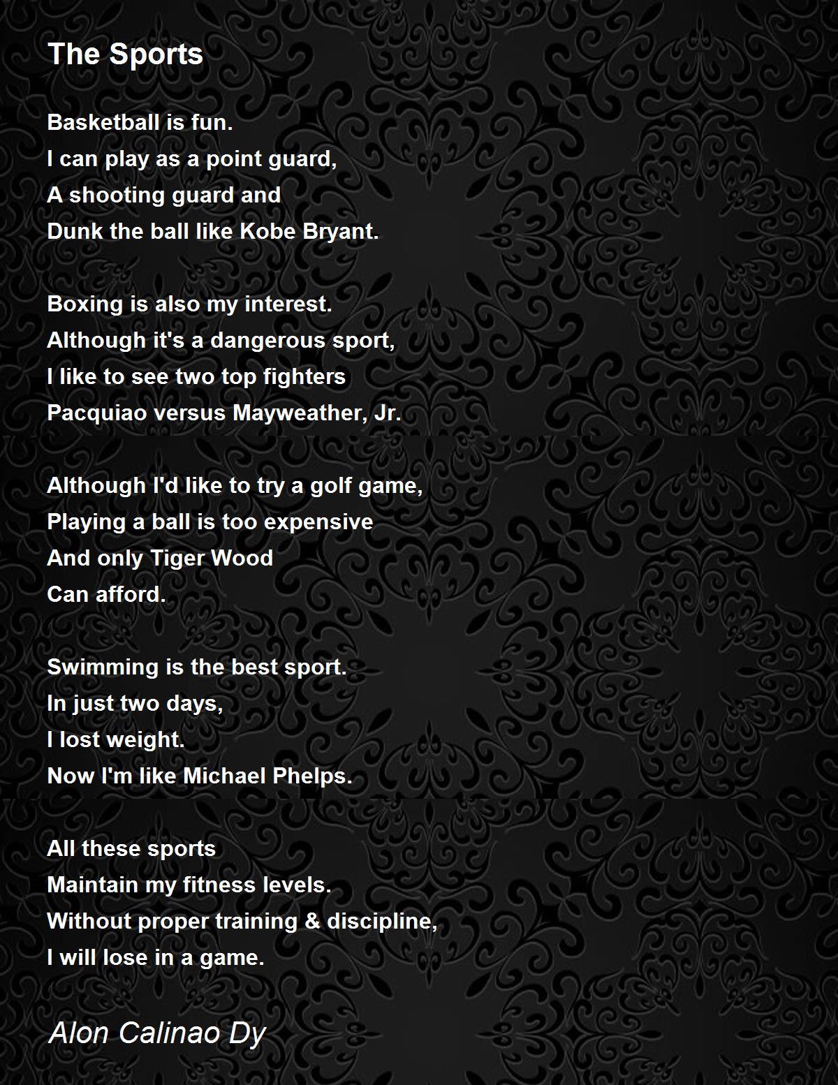 The Sports - The Sports Poem by Alon Calinao Dy
