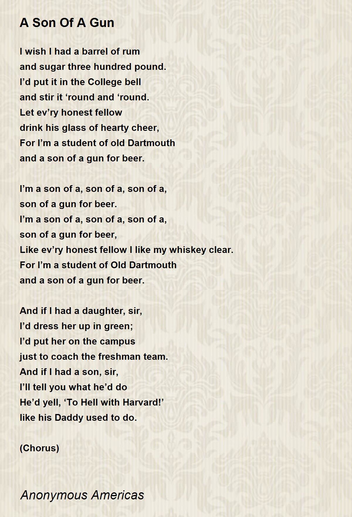 A Son Of A Gun Poem by Anonymous Americas - Poem Hunter