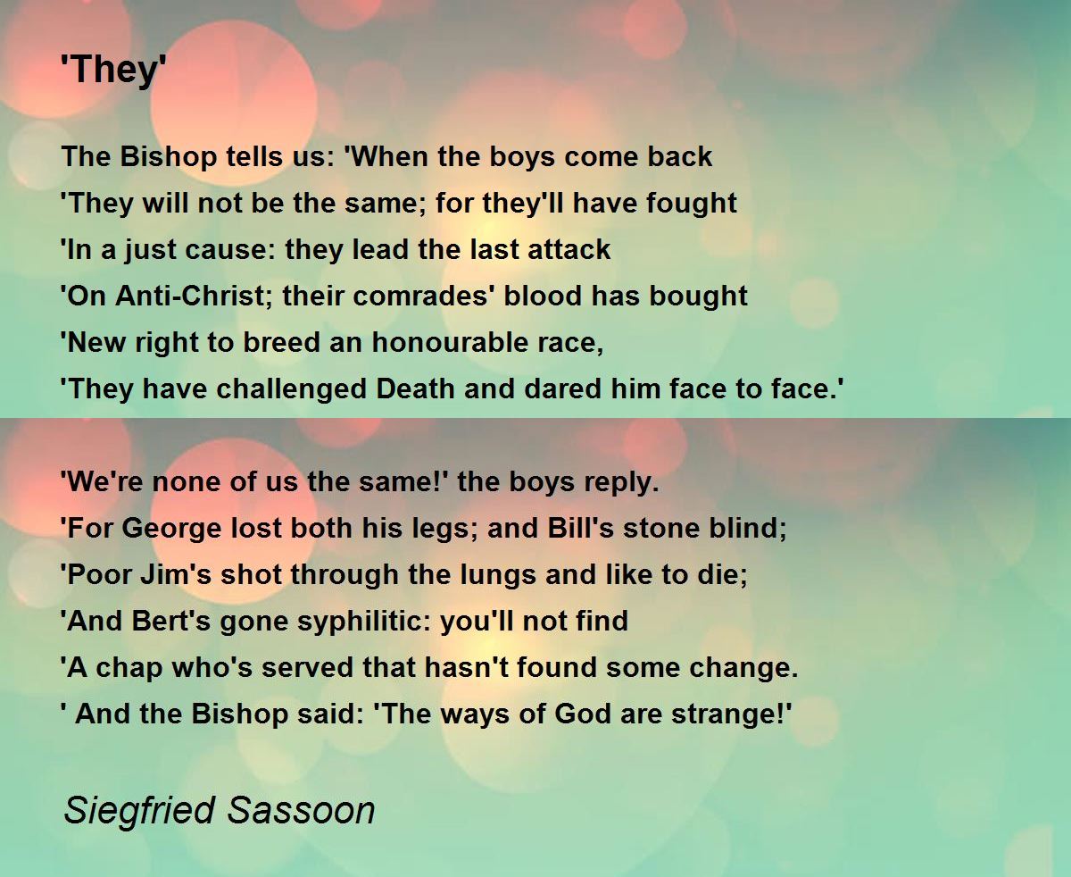  They Poem By Siegfried Sassoon Poem Hunter