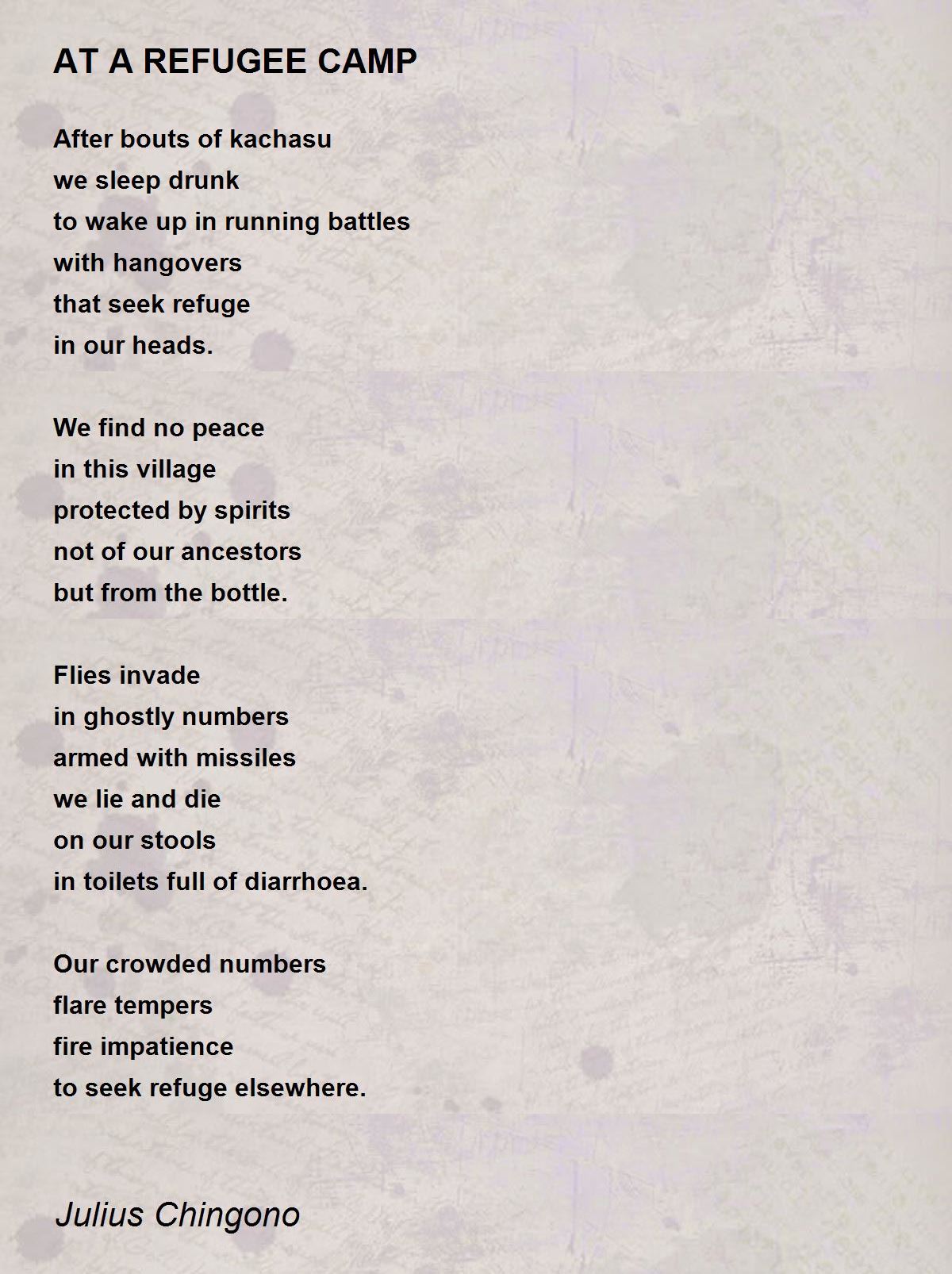 AT A REFUGEE CAMP - AT A REFUGEE CAMP Poem by Julius Chingono