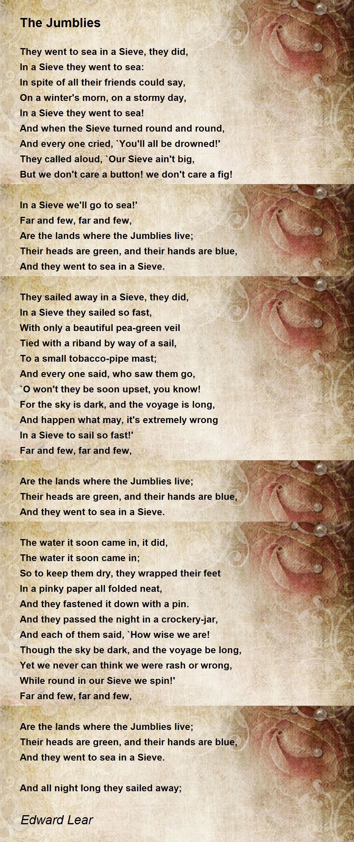 The Jumblies Poem by Edward Lear - Poem Hunter