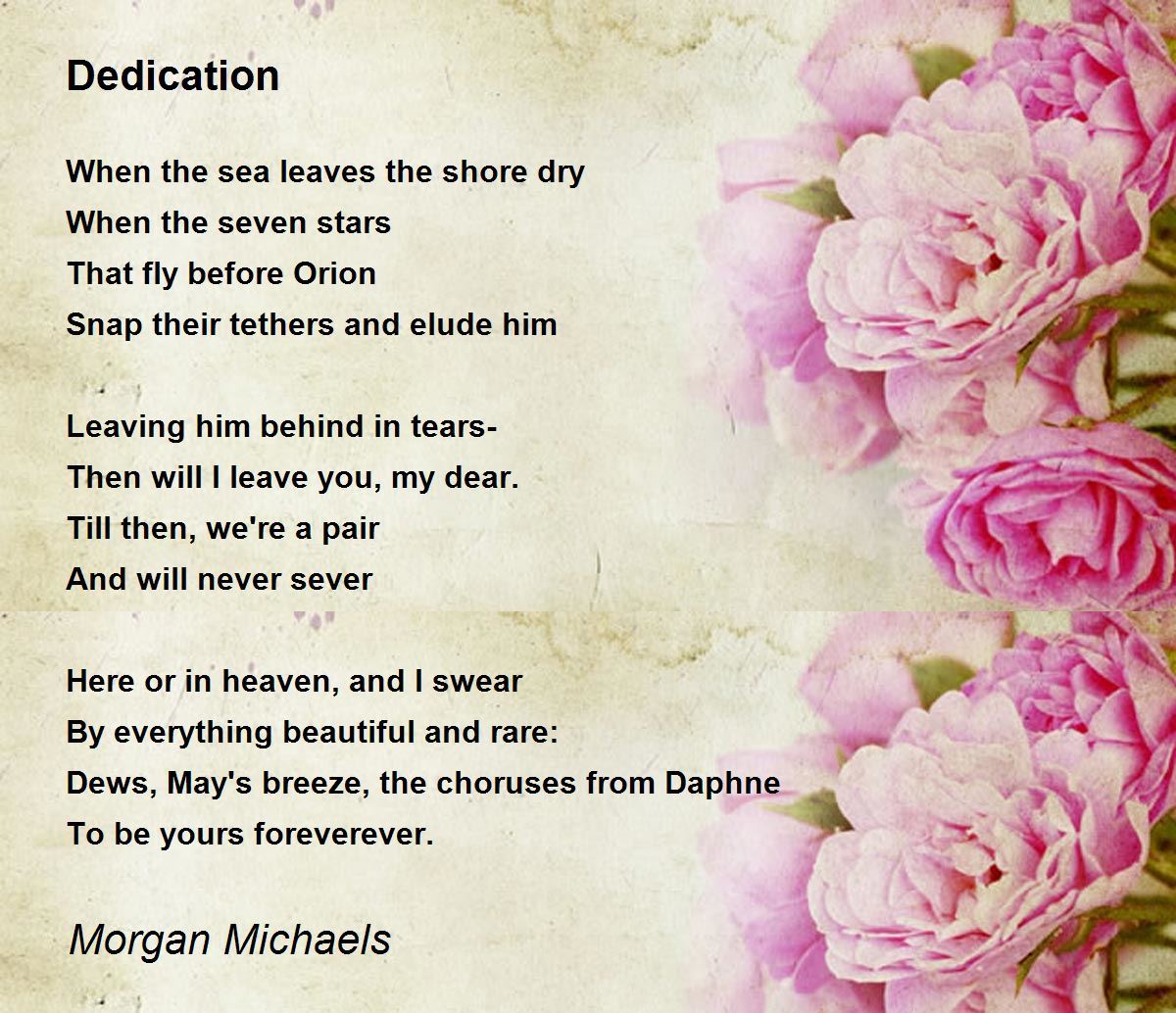 Dedication Poem by Morgan Michaels - Poem Hunter