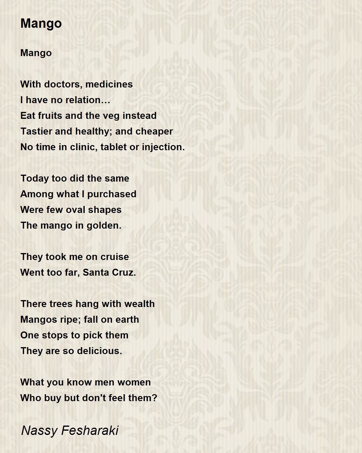 Mango by Nassy Fesharaki - Mango Poem