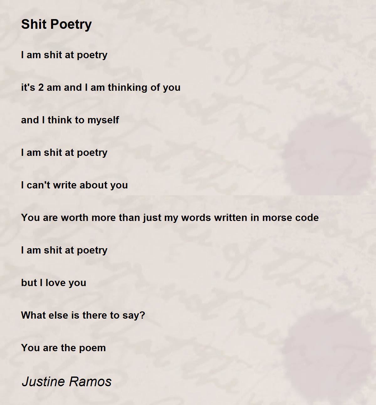 Shit Poetry - Shit Poetry Poem by Justine Ramos