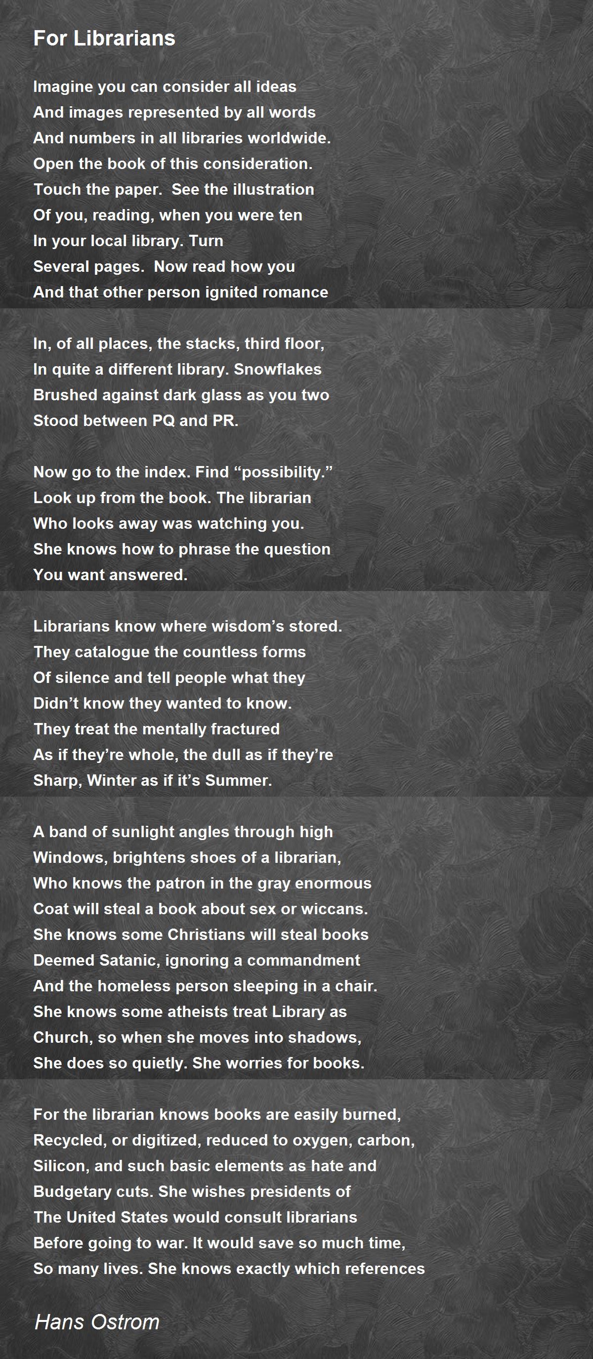 Librarian Appreciation Poems