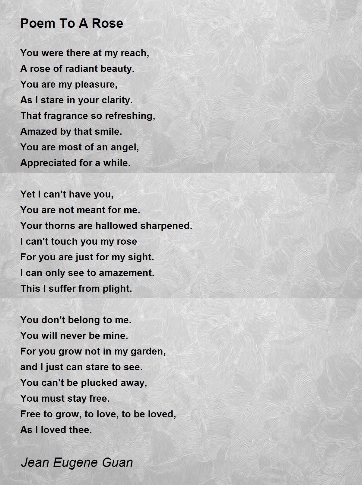 Poem To A Rose by Reginald Prose - Poem To A Rose Poem