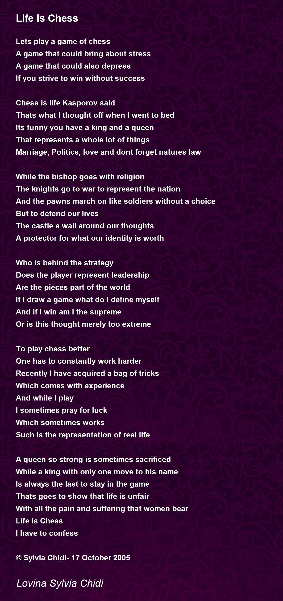 Life Is Chess - Life Is Chess Poem by Sylvia Chidi