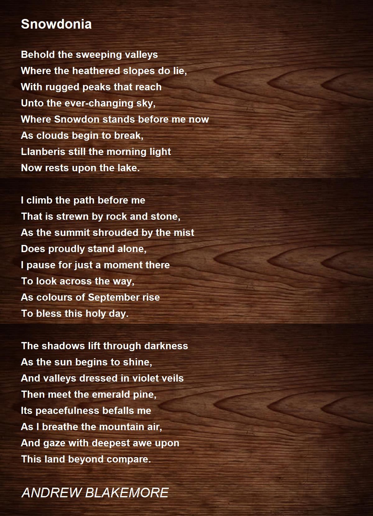 Snowdonia Poem by ANDREW BLAKEMORE - Poem Hunter
