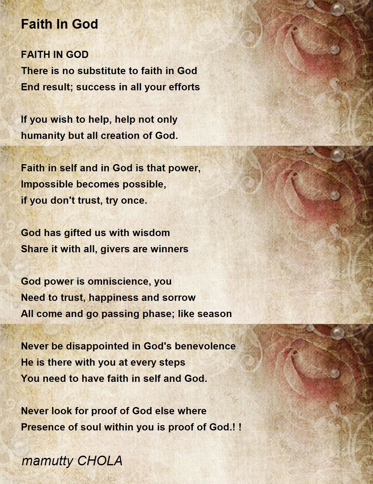 Faith In God by mamutty CHOLA - Faith In God Poem