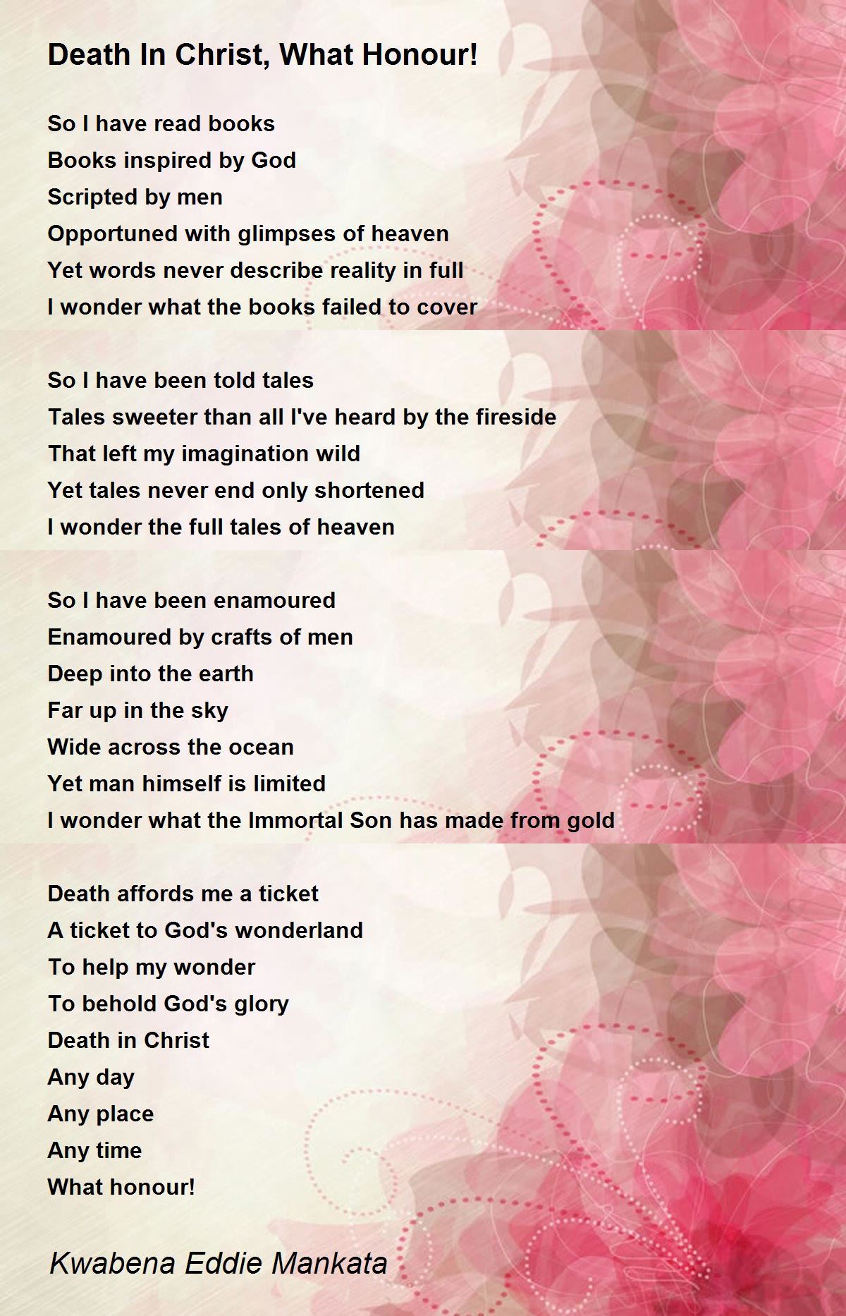 Death In Christ, What Honour! by Kwabena Eddie Mankata - Death In ...