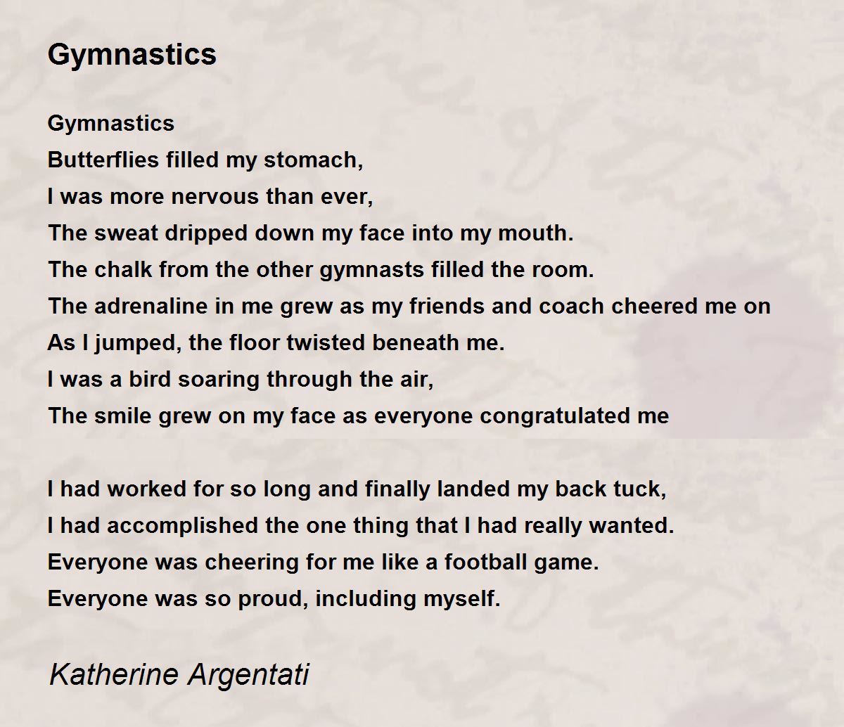 Gymnastics - Gymnastics Poem by Katherine Argentati