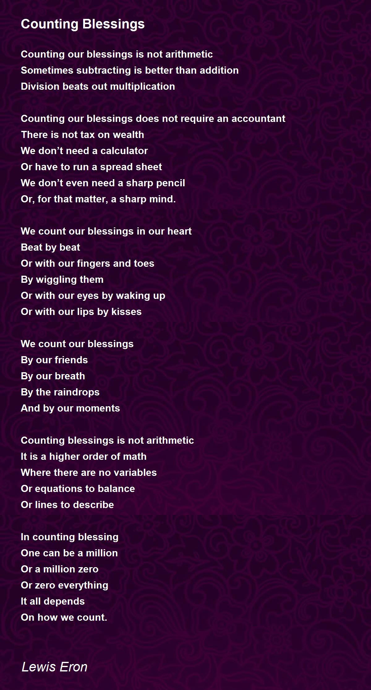 Counting Blessings - Counting Blessings Poem by Lewis Eron