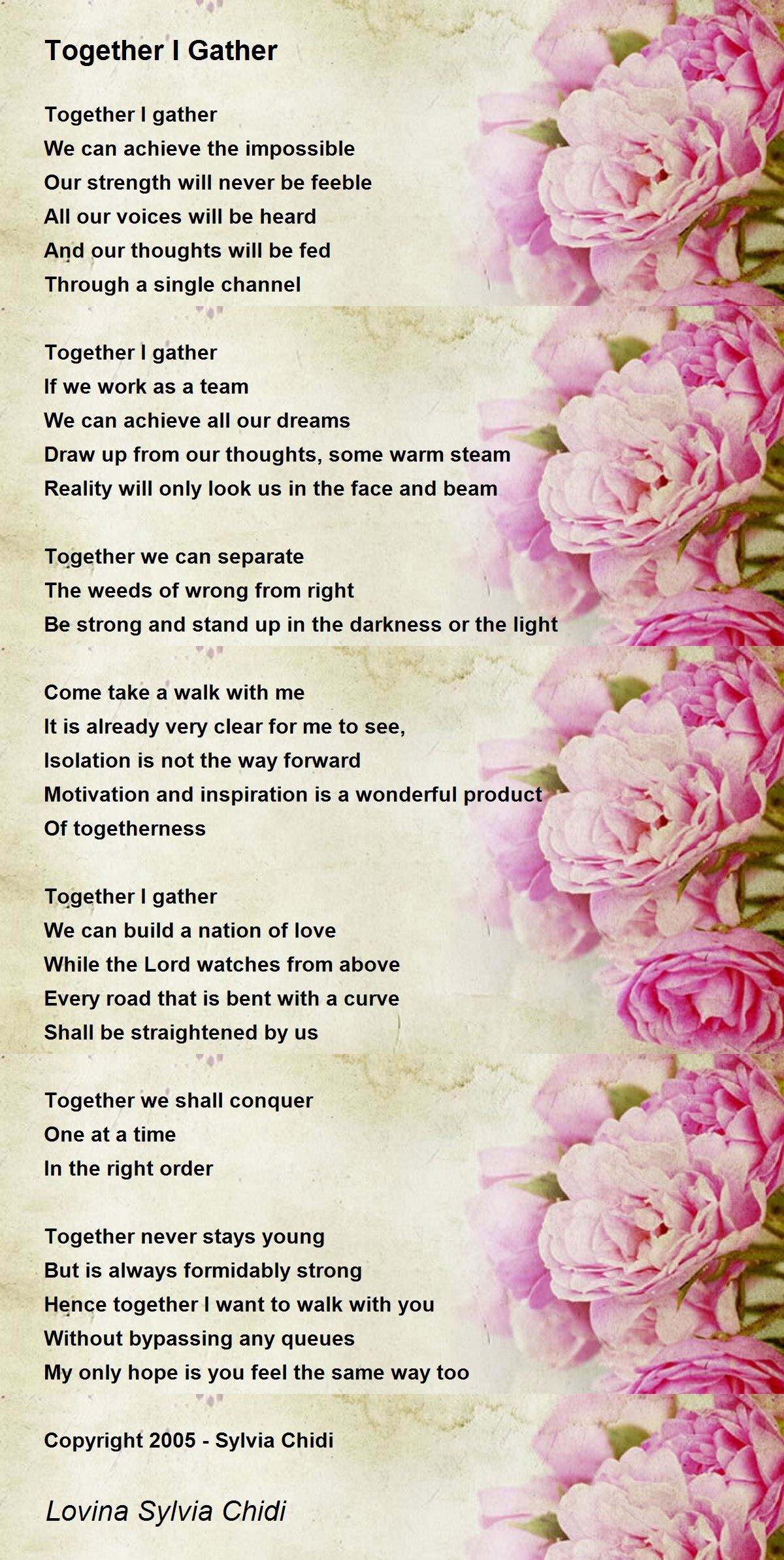 Together I Gather - Together I Gather Poem by Sylvia Chidi
