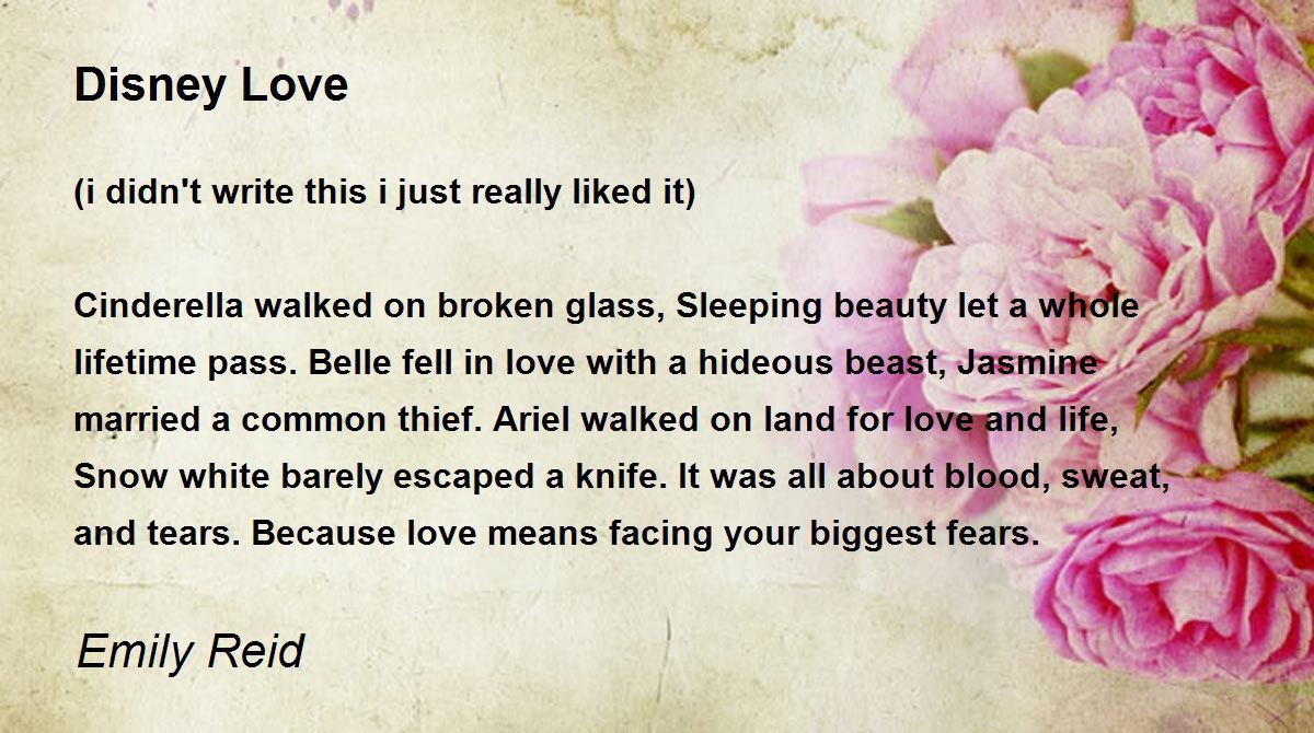 Disney Couples Poems Disney Love Poems