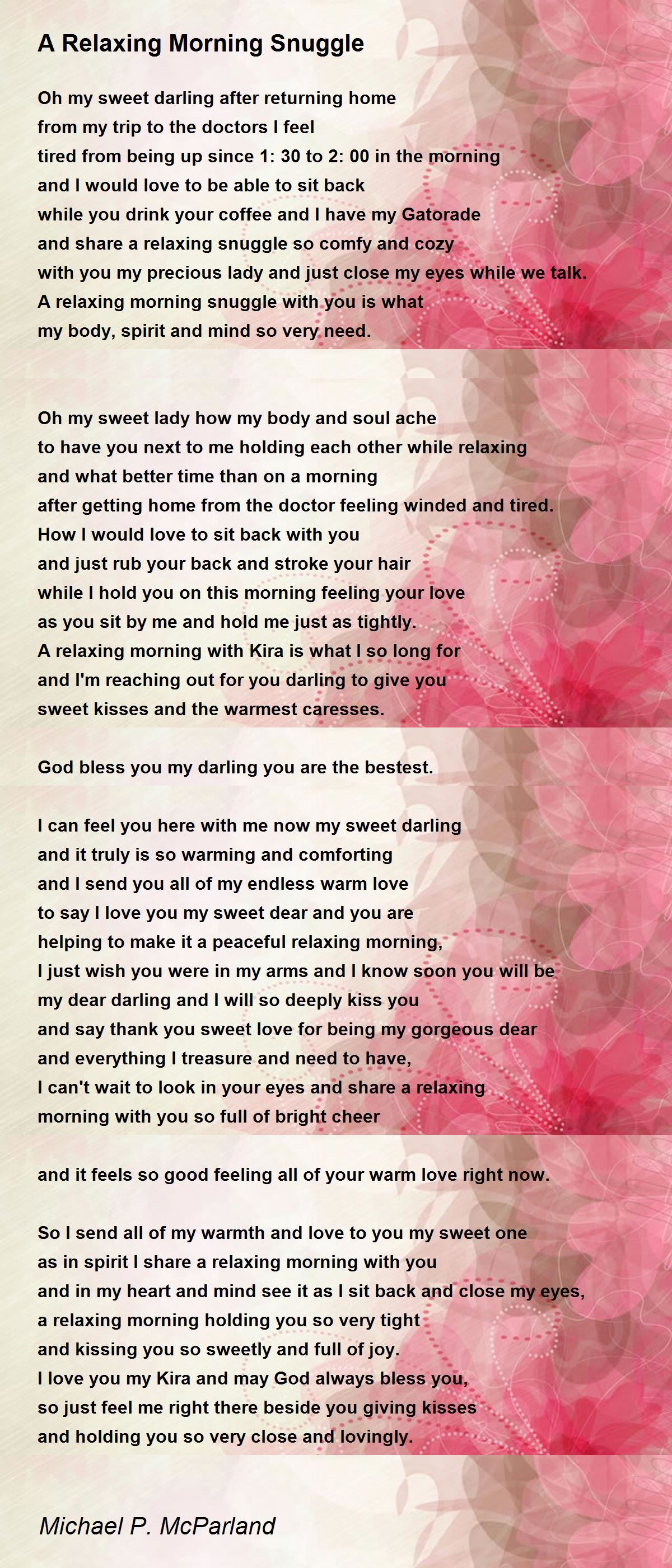 A Relaxing Morning Snuggle - A Relaxing Morning Snuggle Poem by Michael ...