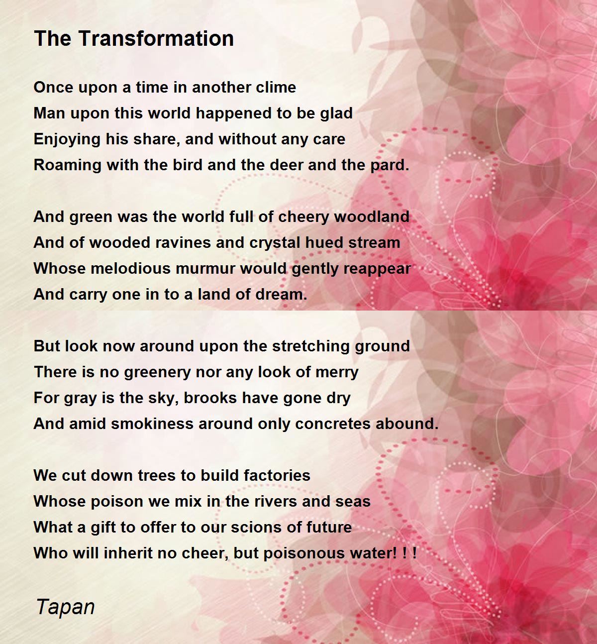 The Transformation by Tapan - The Transformation Poem