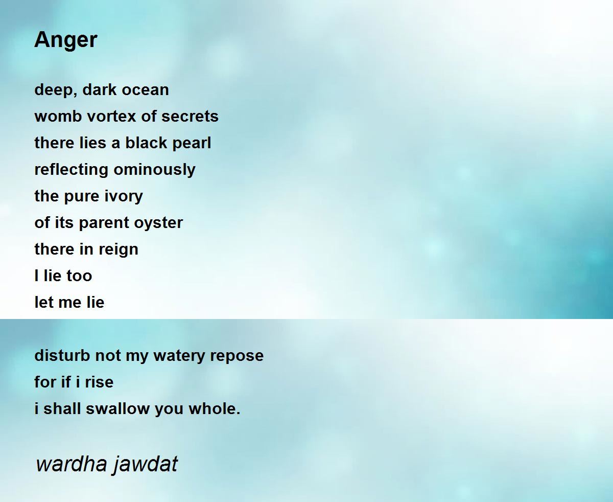 Anger by wardha jawdat - Anger Poem