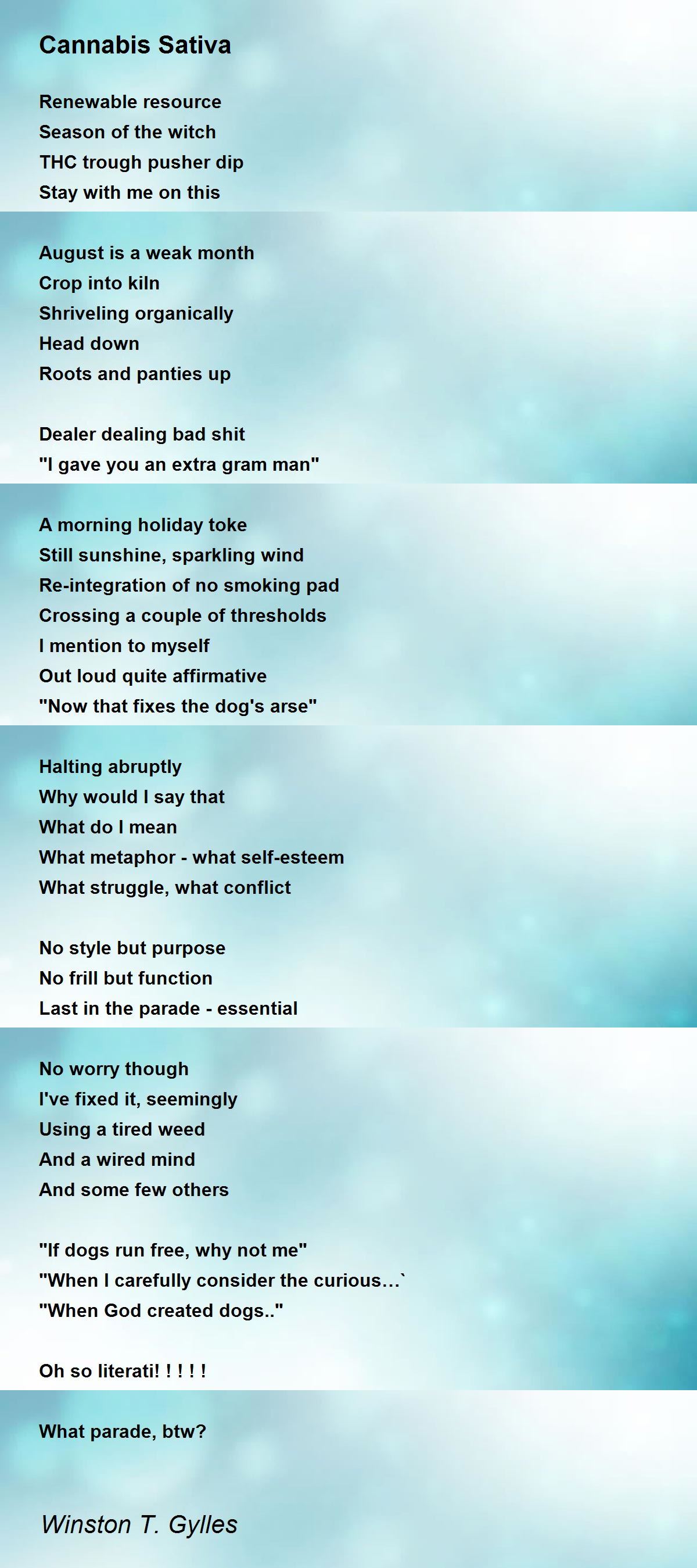 Cannabis Sativa - Cannabis Sativa Poem by Winston T. Gylles