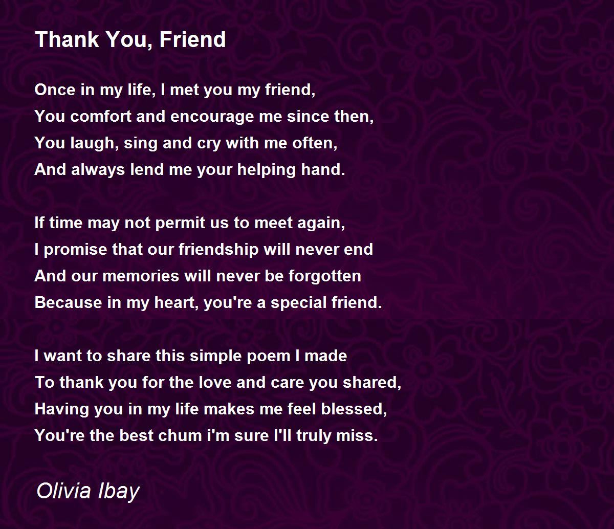 Thank You Poems For Friends