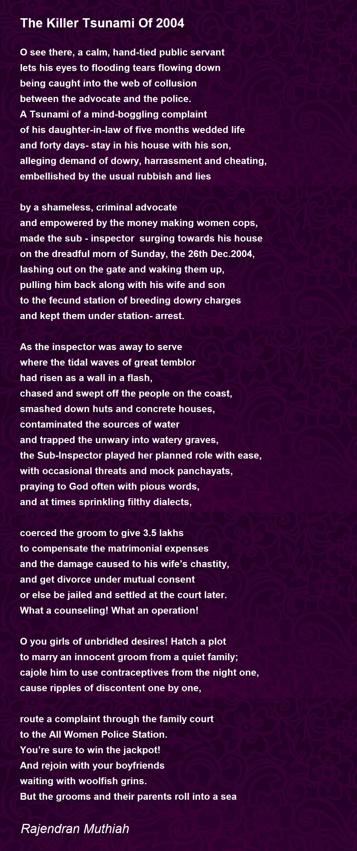 The Killer Tsunami Of 2004 - The Killer Tsunami Of 2004 Poem by ...