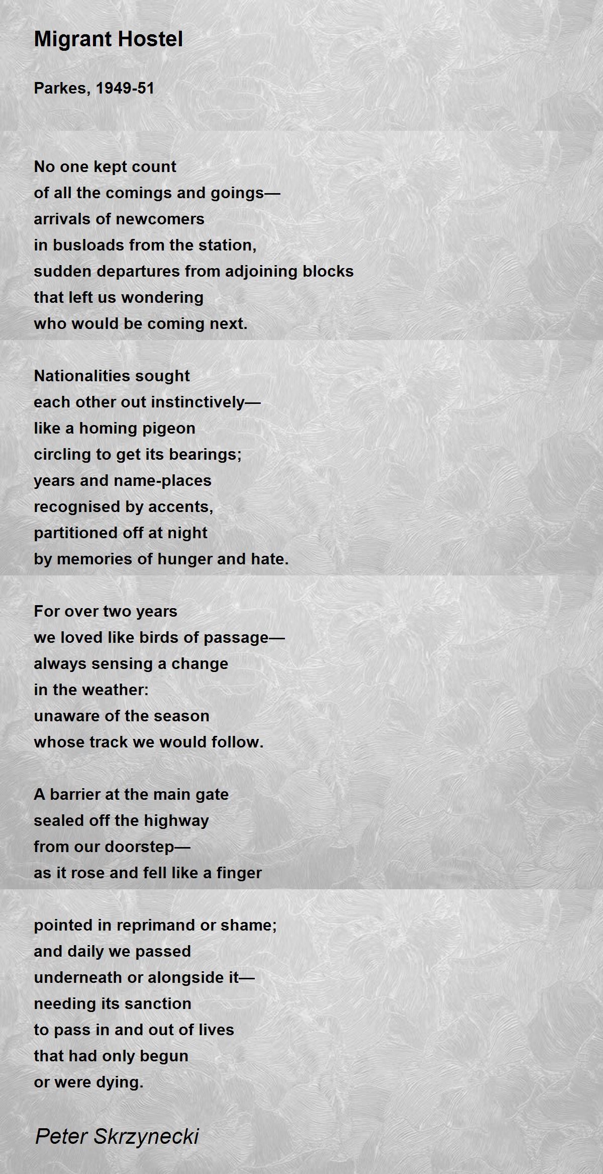 Peter Skrzynecki Postcard Quotes