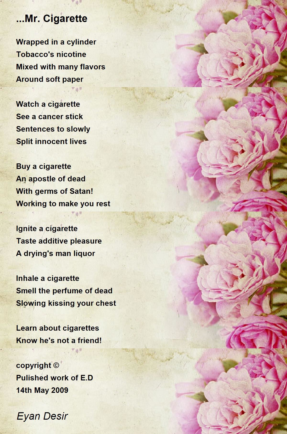 ...Mr. Cigarette Poem by Eyan Desir - Poem Hunter