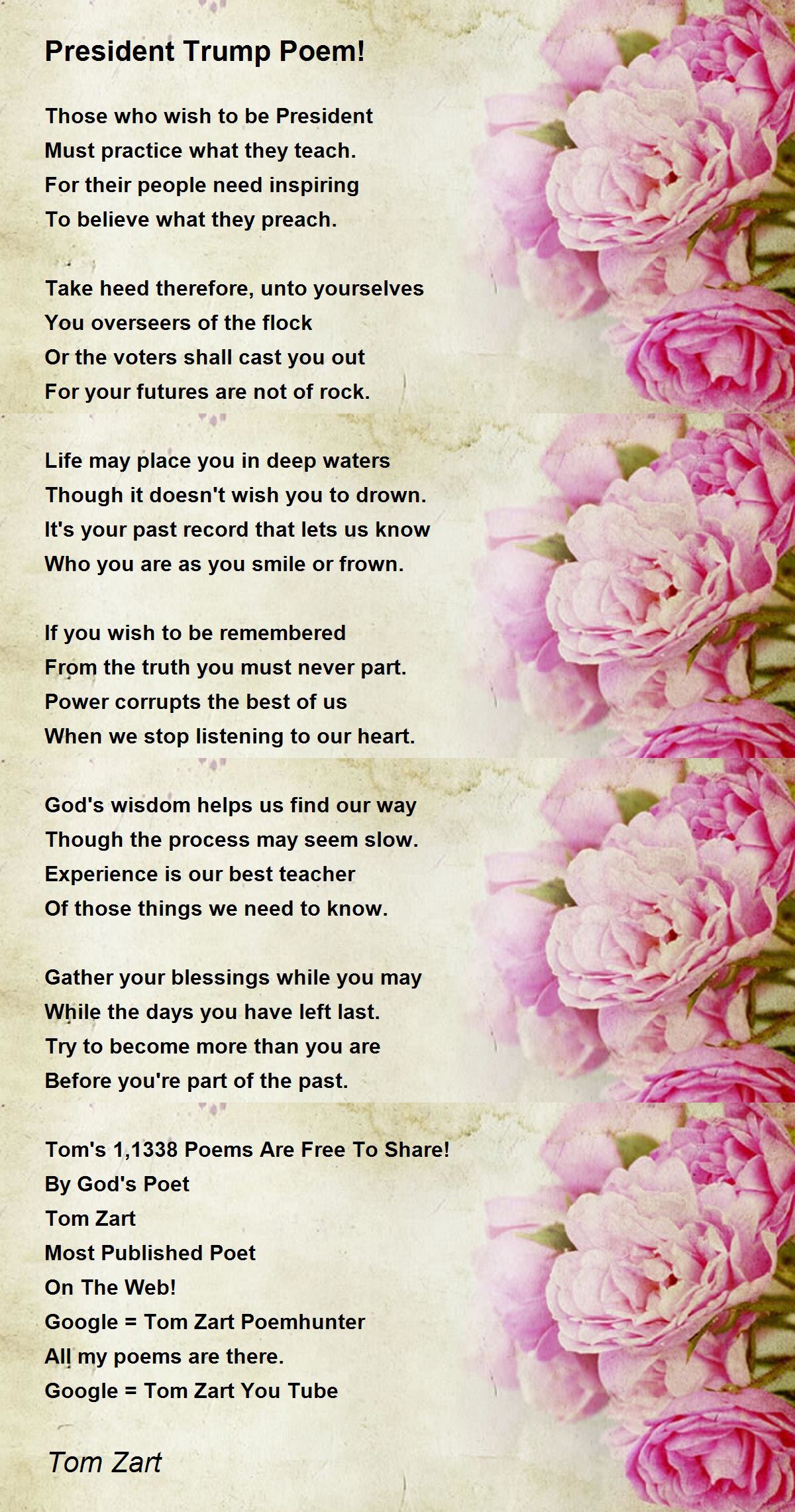 President Trump Poem! Poem by Tom Zart - Poem Hunter