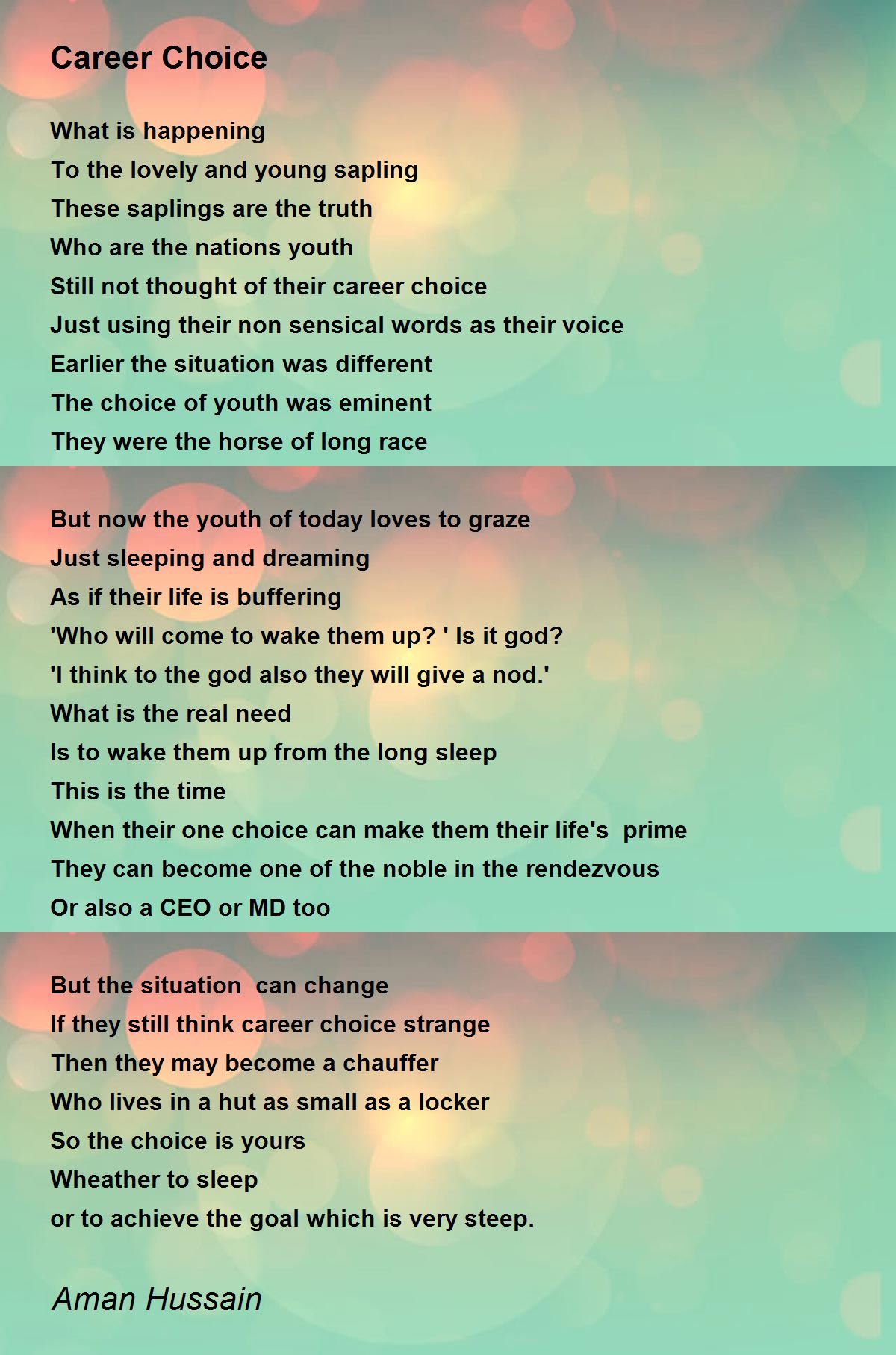 Career Choice - Career Choice Poem by Aman Hussain