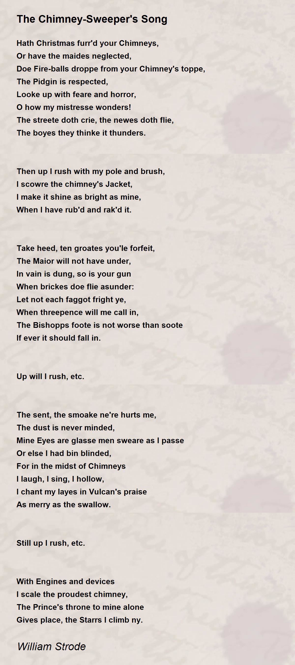 Chimney Sweeper Poem at Lauren Blackwell blog