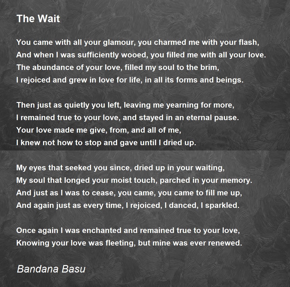 The Wait by Bandana Basu - The Wait Poem
