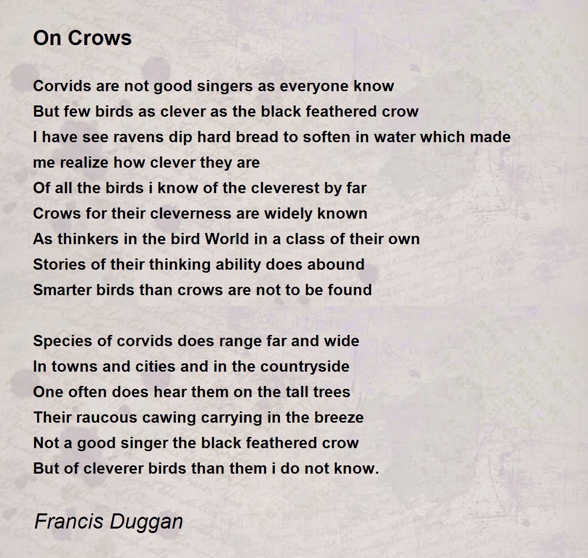 On Crows - On Crows Poem by Francis Duggan