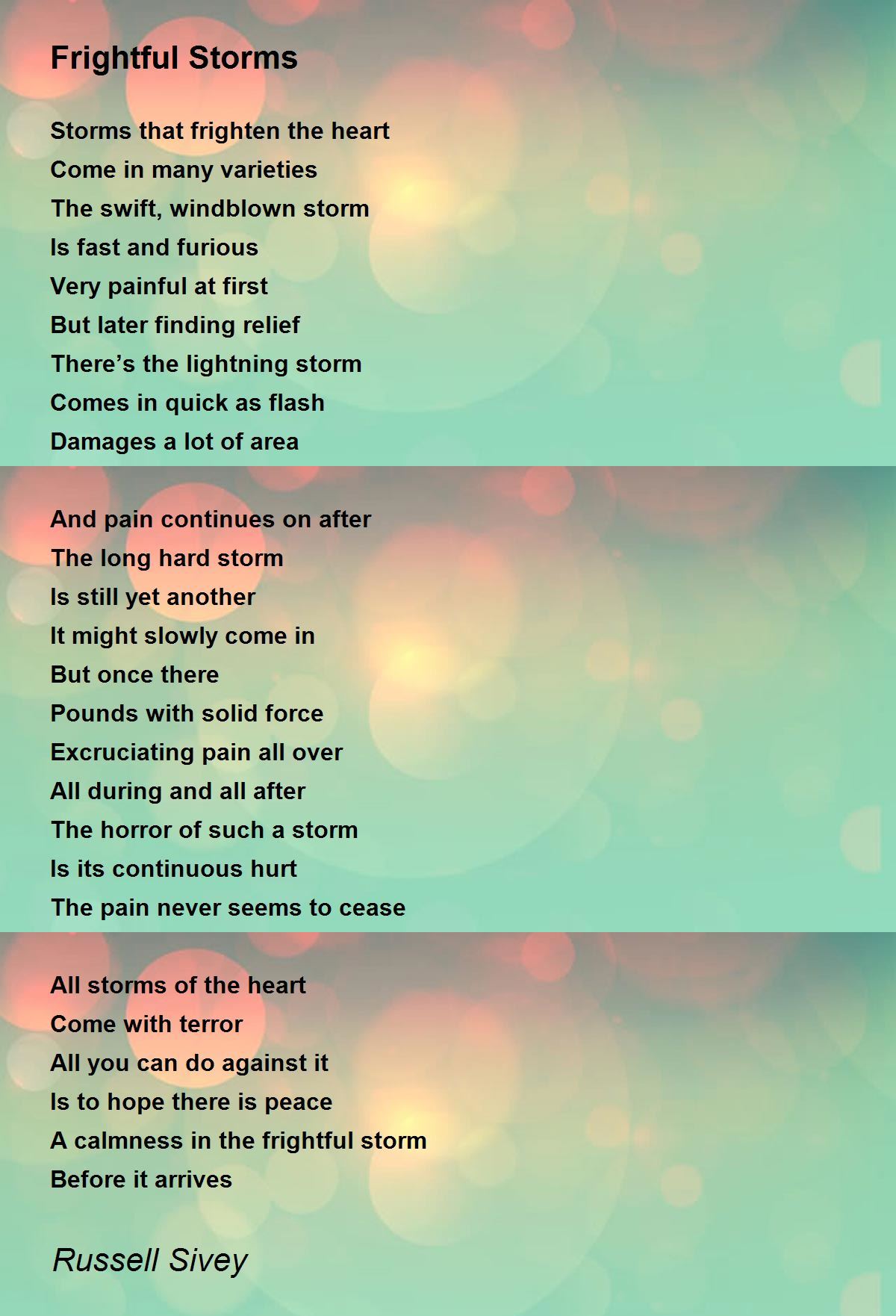 Frightful Storms Poem by Russell Sivey - Poem Hunter