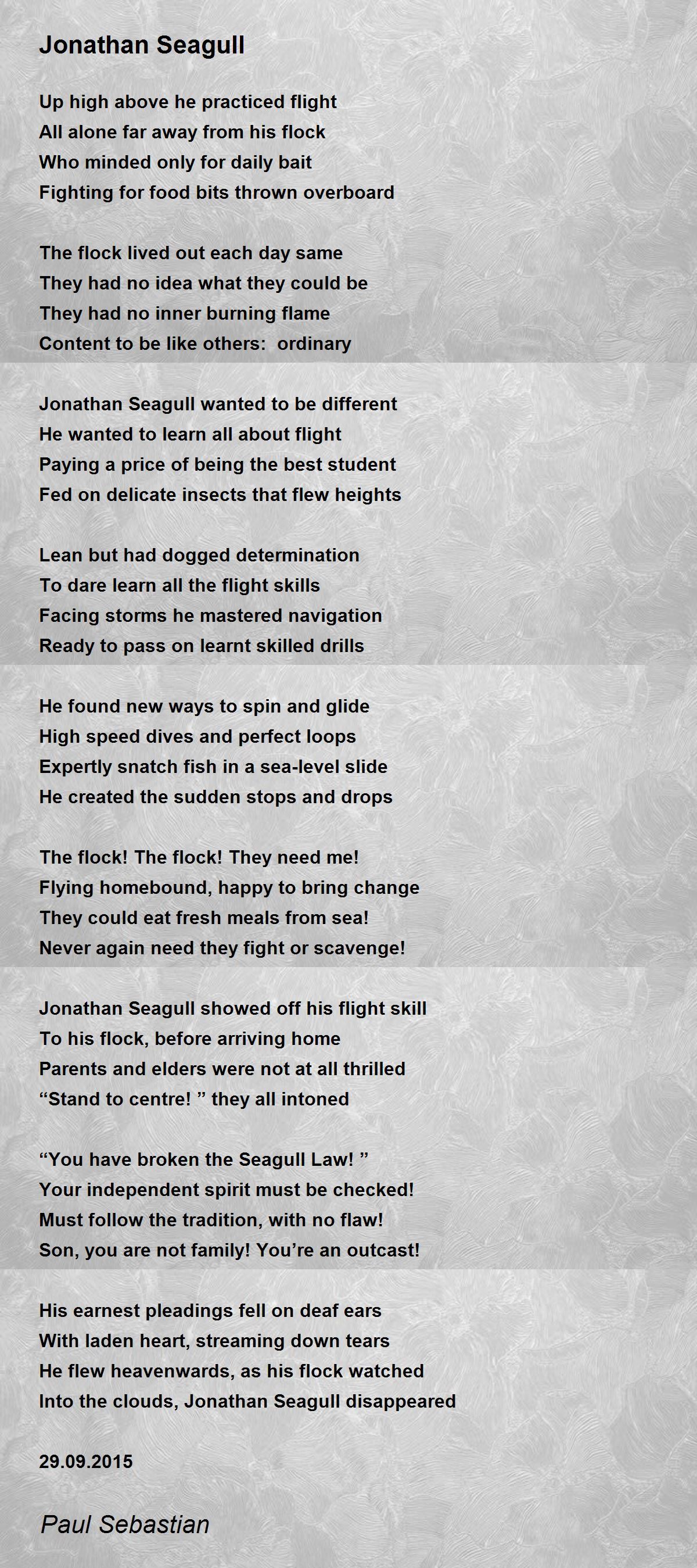 Jonathan Seagull - Jonathan Seagull Poem by Paul Sebastian
