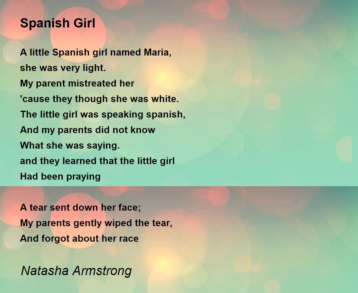 Spanish Girl - Spanish Girl Poem by Natasha Armstrong