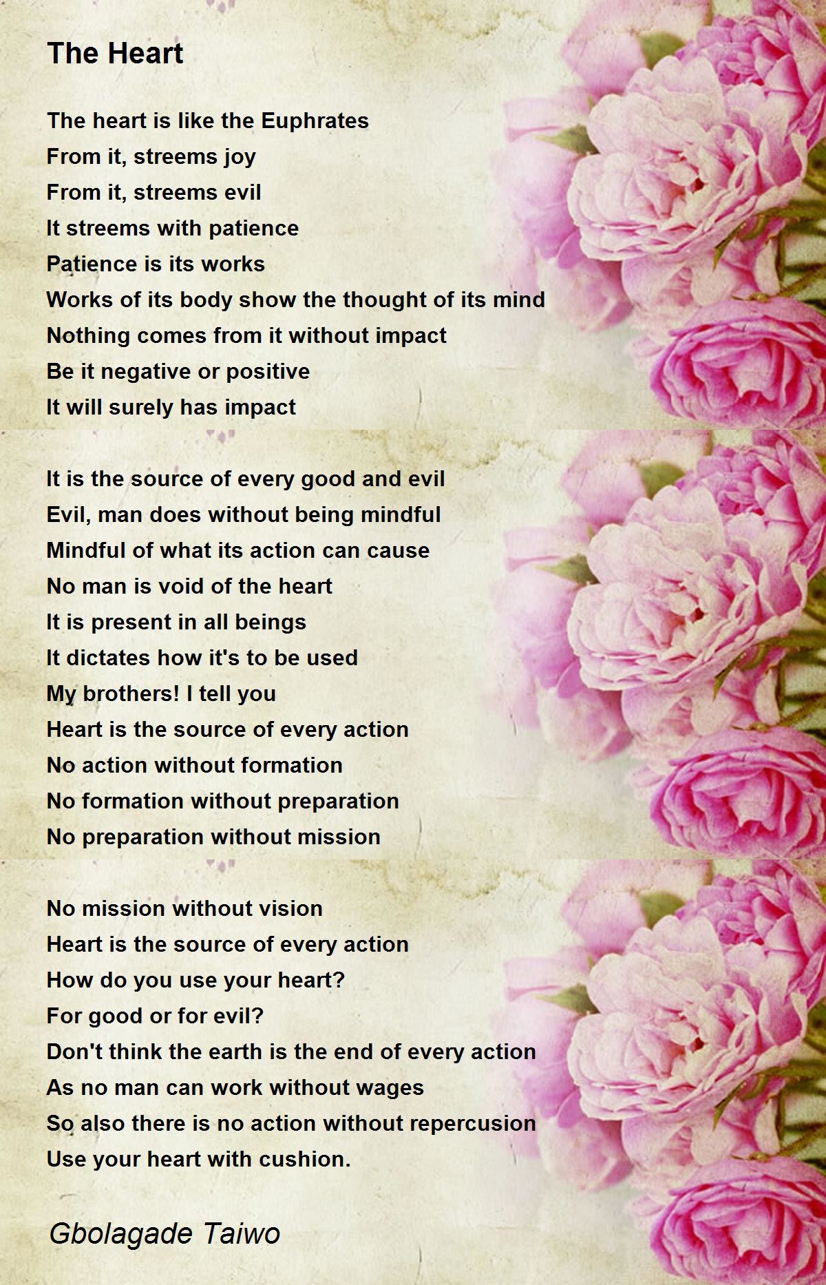 The Heart Poem by Gbolagade Taiwo - Poem Hunter