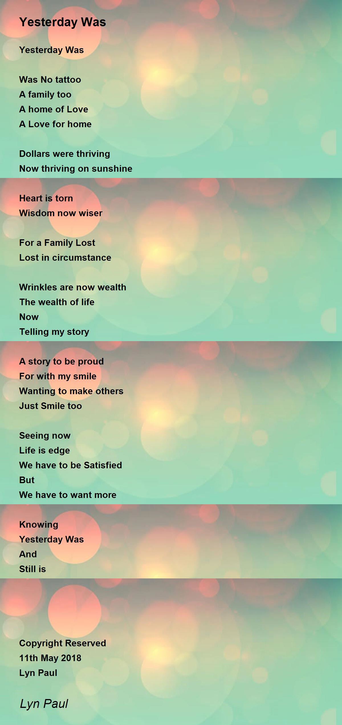 Yesterday Poems Quotes