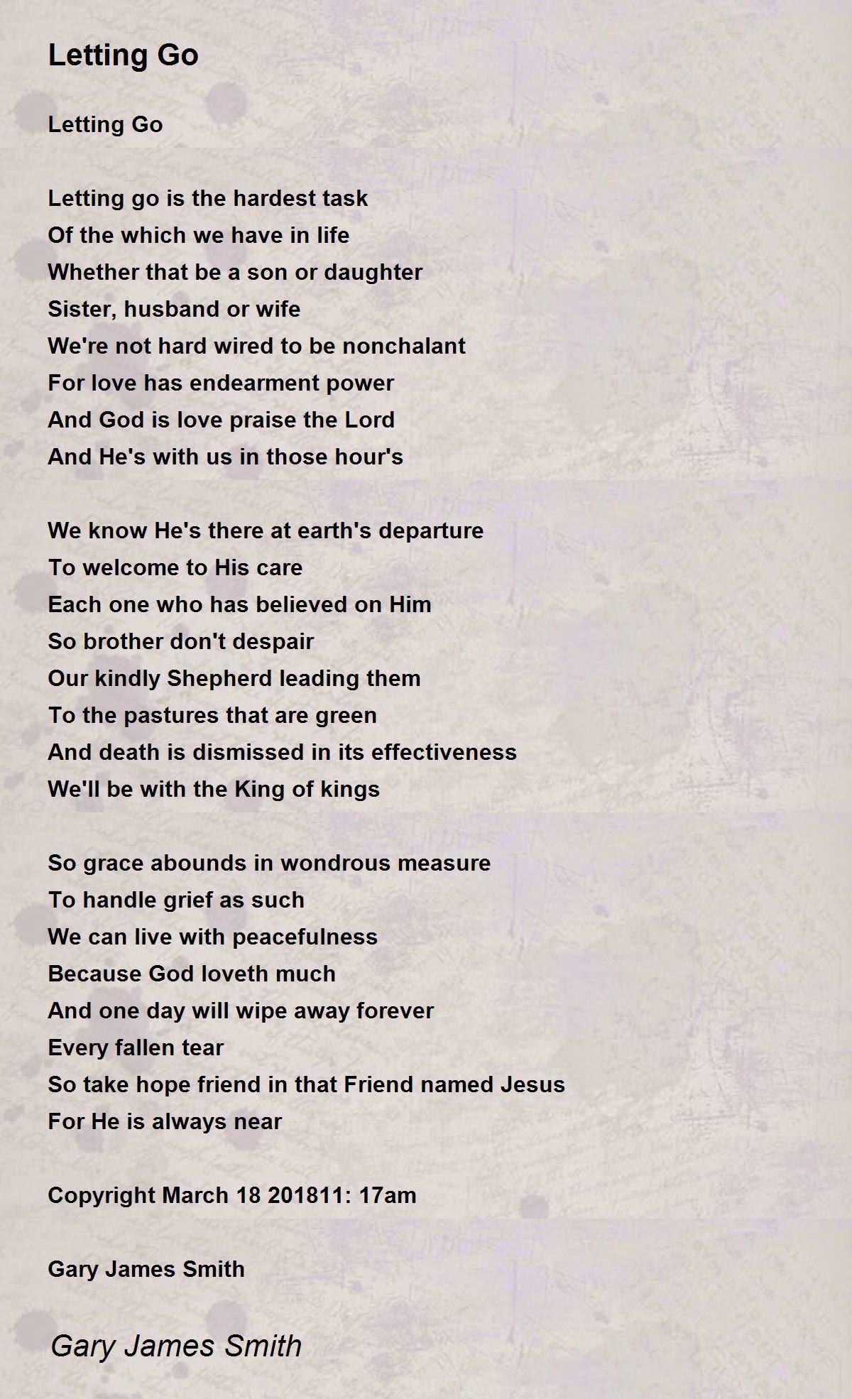 Letting Go - Letting Go Poem by Gary James Smith