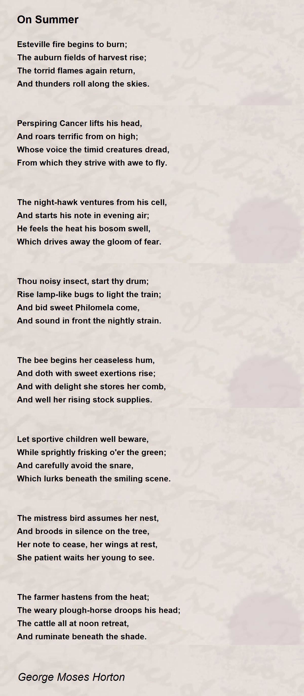 On Summer - On Summer Poem by George Moses Horton