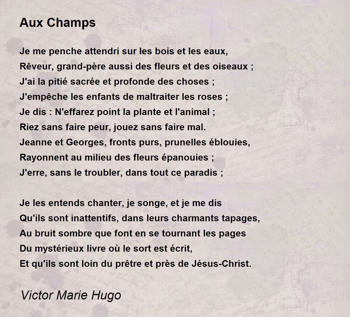 Aux Champs Poem by Victor Marie Hugo - Poem Hunter