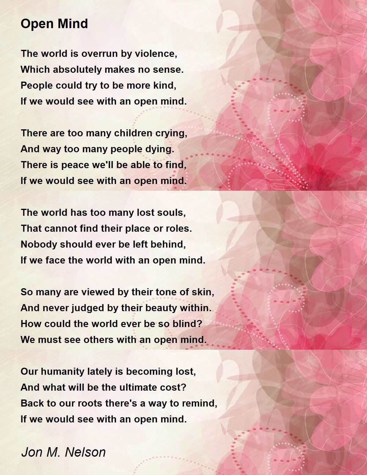 Open Mind - Open Mind Poem by Jon M. Nelson