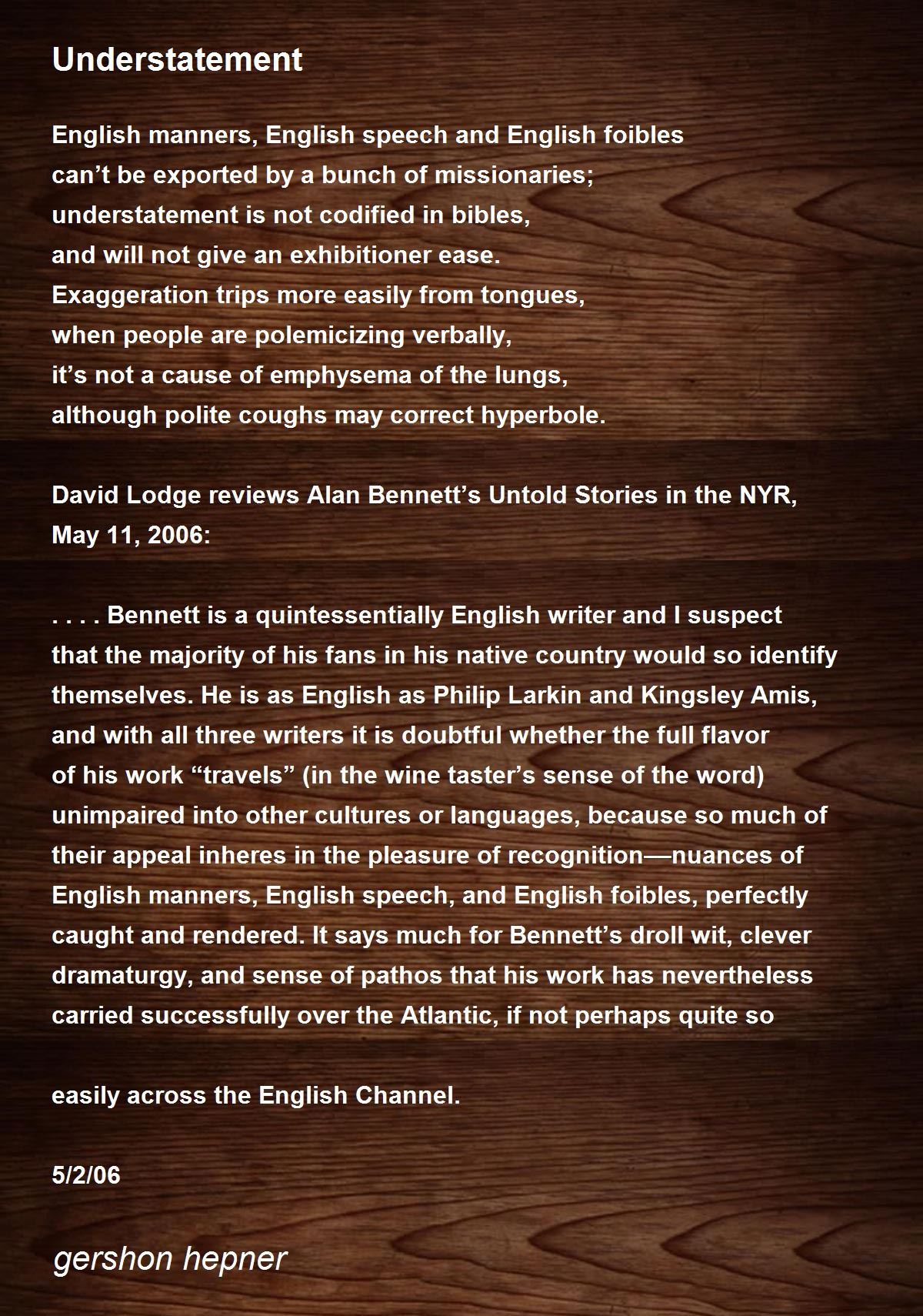 Understatements In Poems