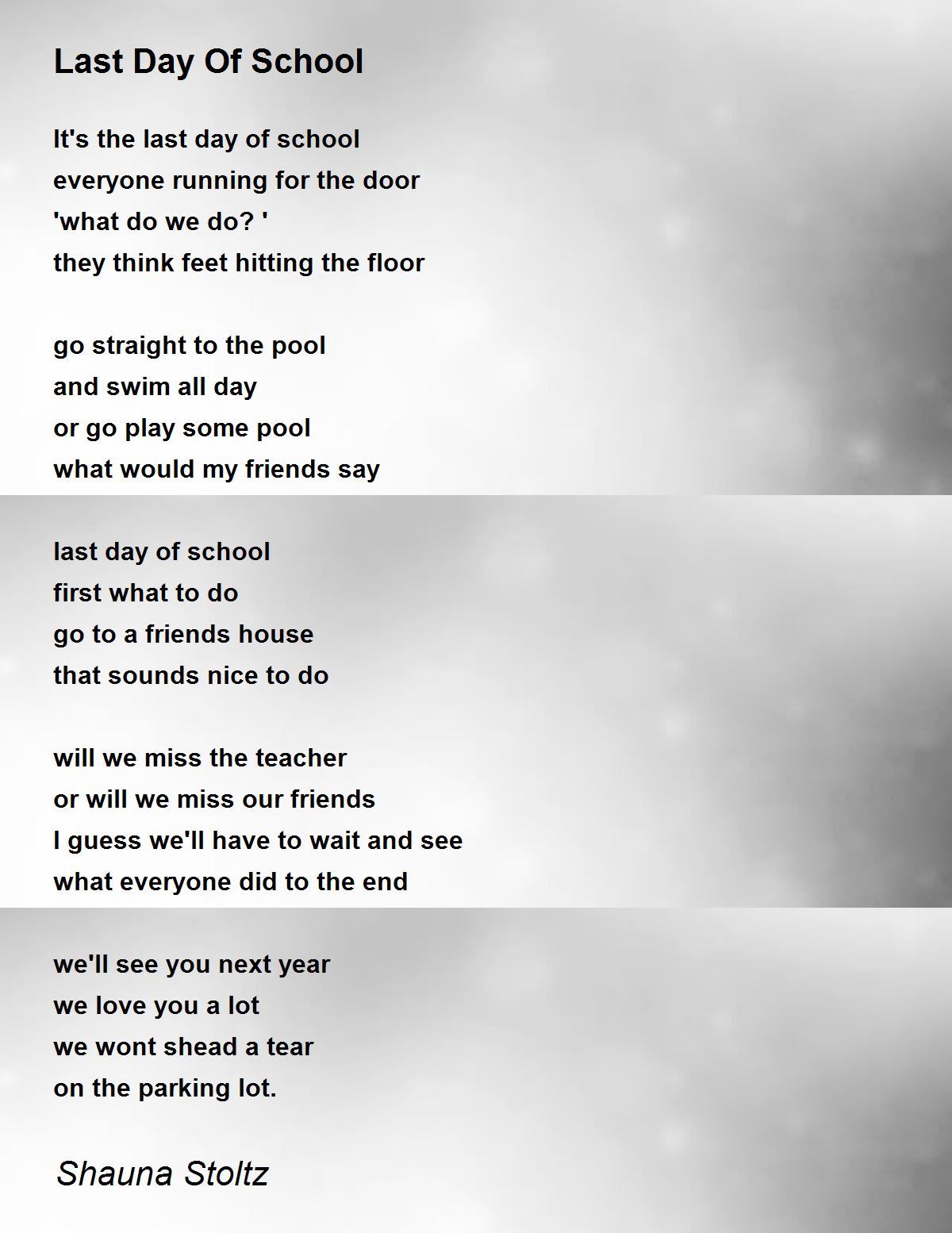 Last Day Of School Last Day Of School Poem By Shauna Stoltz Last Day Of School Last Day Of School Poem By Shauna Stoltz