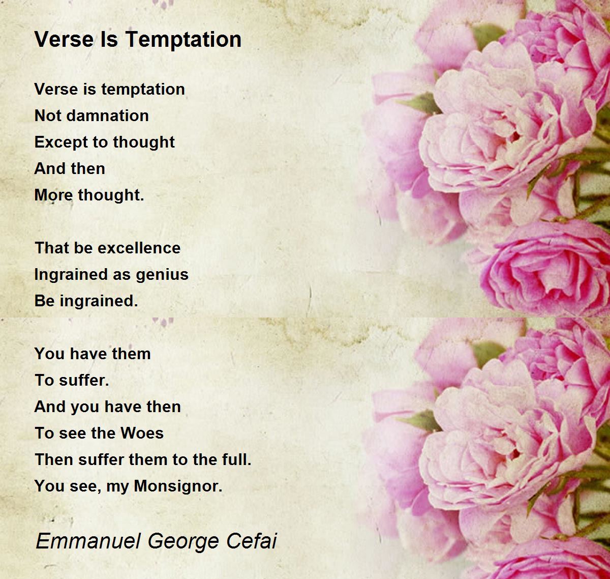 Verse Is Temptation by Emmanuel George Cefai - Verse Is Temptation Poem