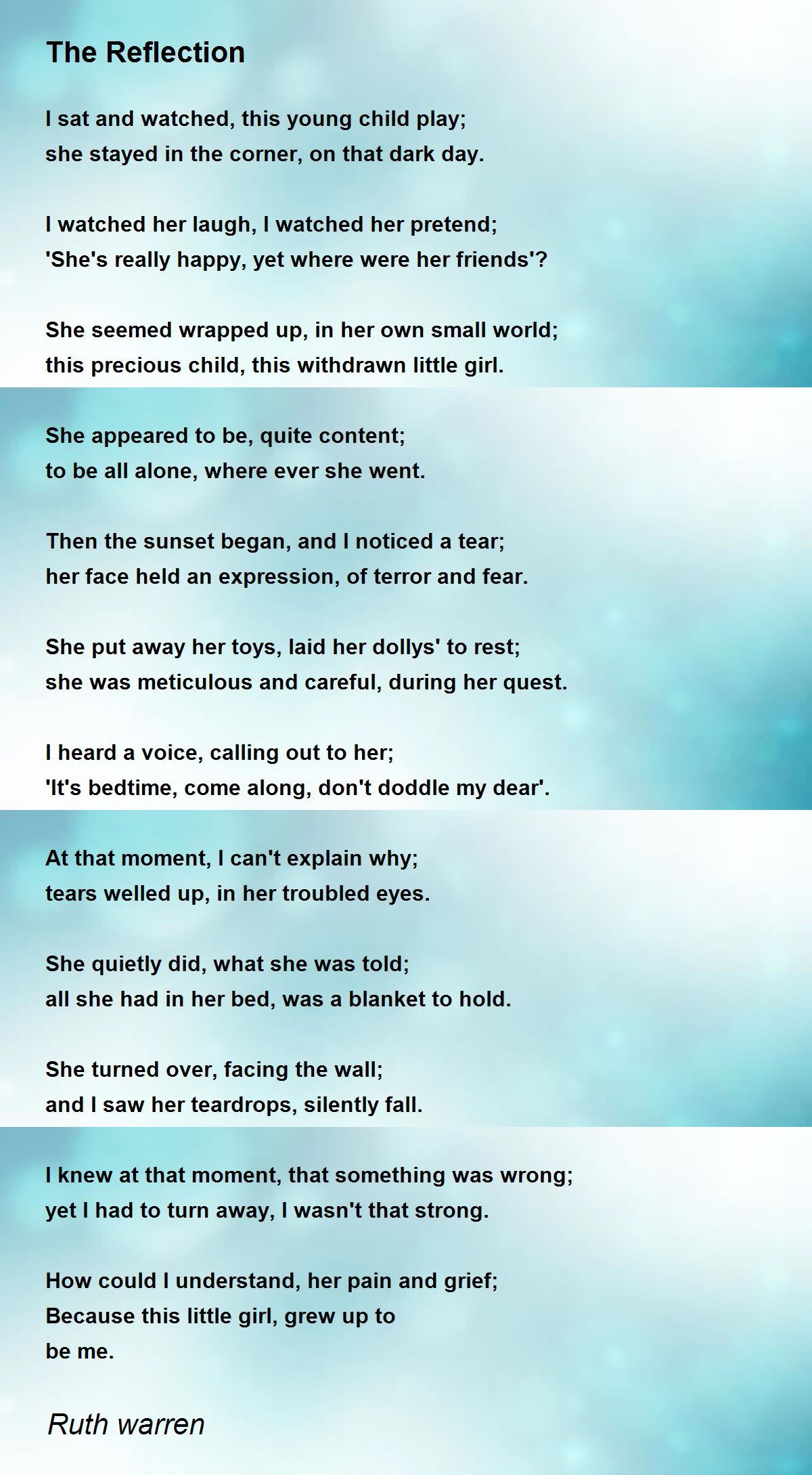 The Reflection - The Reflection Poem by Ruth warren