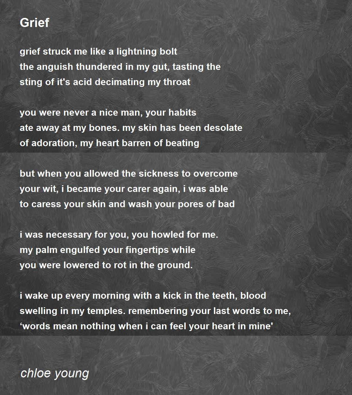 Grief Poem by chloe young - Poem Hunter